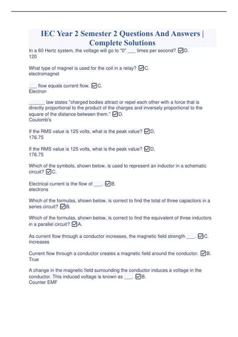 IEC Year Semester Questions And Answers Complete Solutions IEC Year Stuvia US