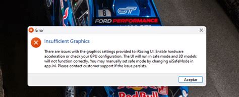 Insufficient Graphics Error Riracing
