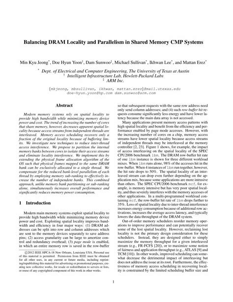 pdf balancing dram locality and parallelism in shared memory