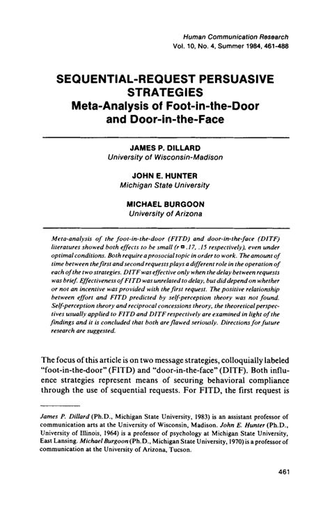 Pdf Sequential Request Persuasive Strategies