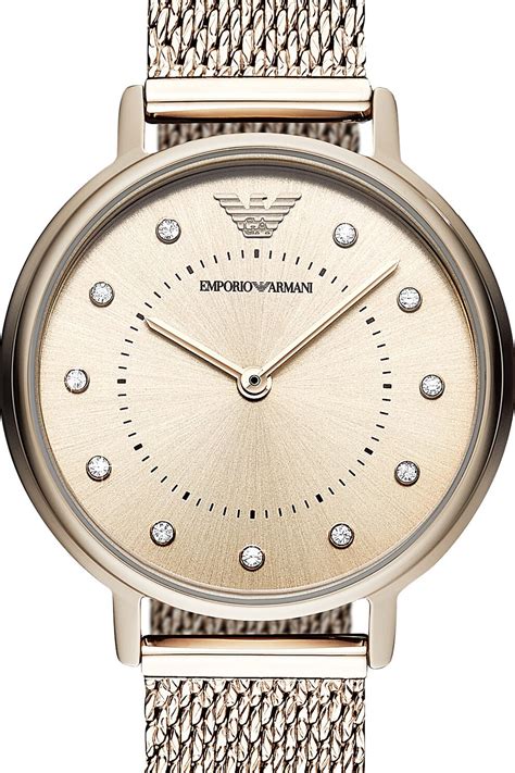 Emporio Armani, Часовник с кристали, Златист - eMAG.bg