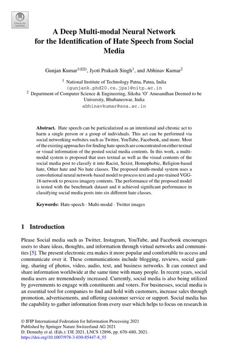 Pdf A Deep Multi Modal Neural Network For The Identification Of Hate