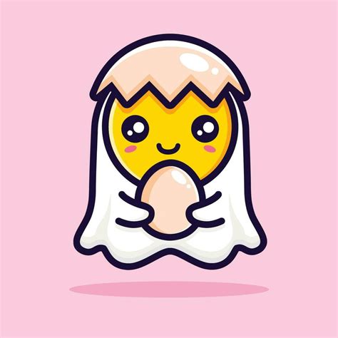 Cute Egg Ghost Hugging Egg With Eggshell Hat 27577878 Vector Art At Vecteezy