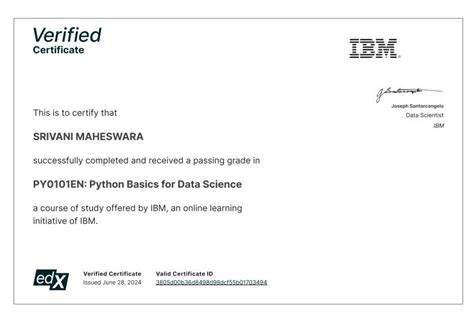 Python Datascience Ibm Edx Techskills Continuouslearning Srivani Maheswara