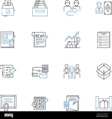 Business Records Line Icons Collection Accounting Ledger