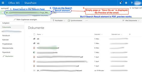 Preview Of Eml In Search Result Of Sharepoint Documents Library