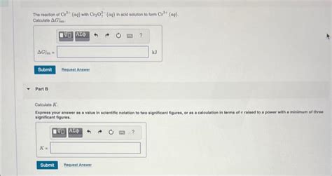 Solved The Reaction Of Cr2 Aq With Cr2o72− Aq2 In Acid
