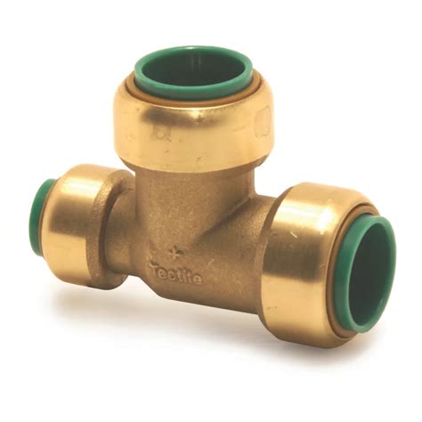 Tectite Classic T26 Brass Push Fit Reducing Red Tee One End Reduced 3 4 X 1 2 X 3 4 Screwfix