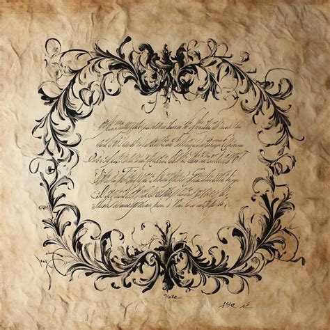 Escritura Italiana Tradicional Expuesta En Pergamino Con Caligrafía