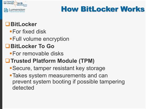Bit Locker Drive Encryption How It Works And How It Compares Pptx