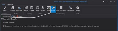 Archiving The Central Repository Database Apexsql Audit