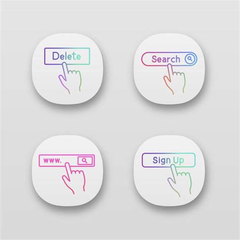 Click App Icons Set Search Bar Delete Sign Up Ui Ux User Interface