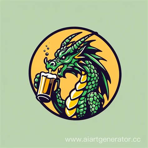 Minimalist Dragon Drinking Beer Logo Ai Art Generator
