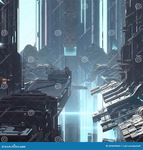 Futuristic Cityscape With Towering Structures And Advanced Technology Generative Ai Stock
