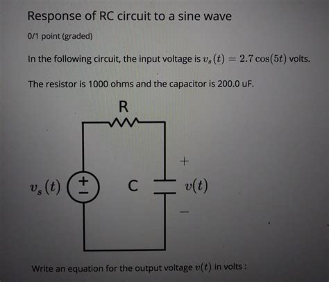Solved Response Of RC Circuit To A Sine Wave Point Chegg Com