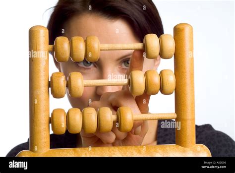 Woman Using An Abacus Stock Photo Alamy