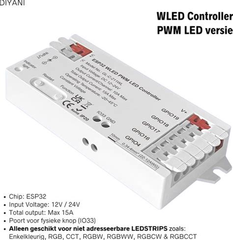 Esp32 Wled Pwm Controller Wifi Led Controller Voor Analoge Rgb Rgbw