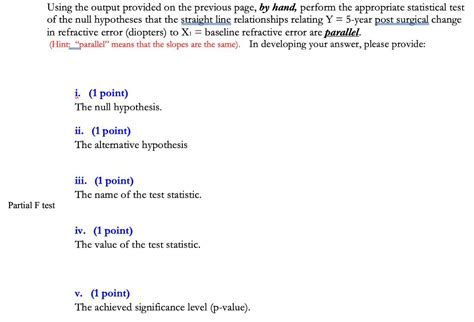 Solved I Think This Is Asking For A Partial F Test By Hand
