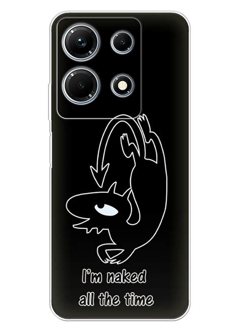 Infinix Note чехол силиконовый Разочарование Люци на черном фоне Im Naked all the Time