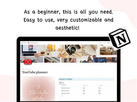 Youtube Planner Notion Template Aesthetic Notion Template For