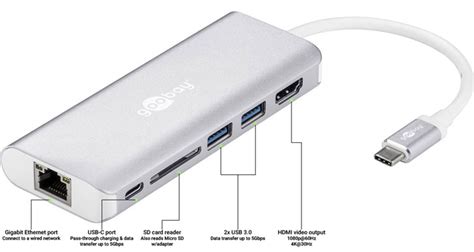 Goobay Premium USB C Multiport 4K HDMI USB Adapter Silver