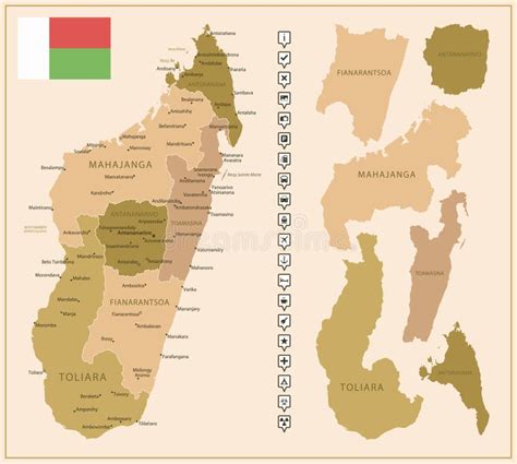 Madagascar Detailed Map With Administrative Divisions Country Stock