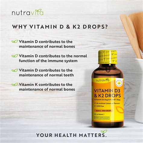 Nutravita Vitamin D3 And K2 Drops 2000 Vegetarian Drops Health