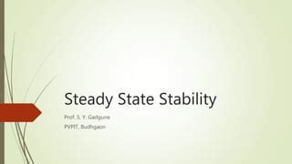 Lecture 8 Steady State Stability PPTX