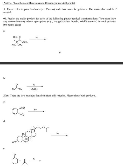 Solved Part Iv ﻿photochemical Reactions And Rearrangements