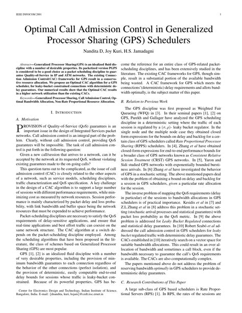 Pdf Optimal Call Admission Control In Generalized Processor Sharing Gps Schedulers