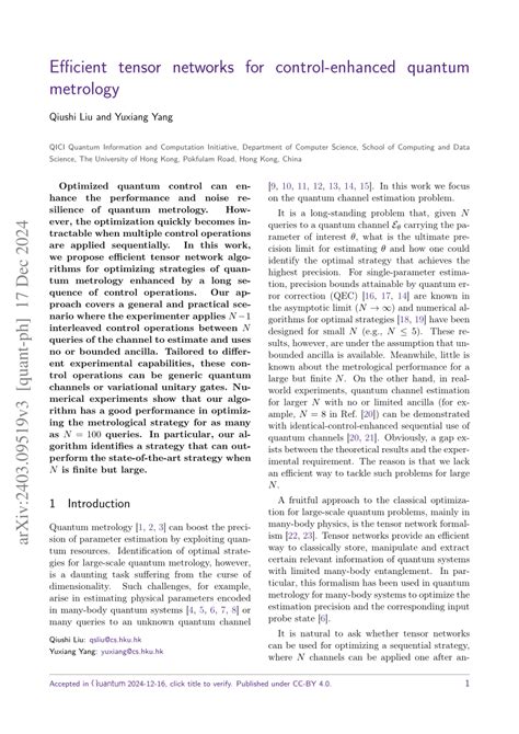 Pdf Efficient Tensor Networks For Control Enhanced Quantum Metrology