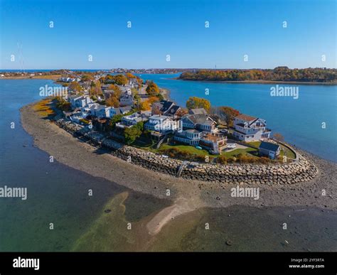 Sunset Point Aerial View In Fall With Historic Waterfront Building In