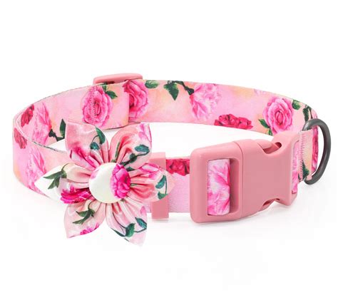 Pink Girl Dog Collar Large Dog Collar With Flower Bow Tie Fancy