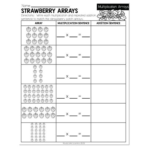 Multiplication Arrays Worksheets Grade 3