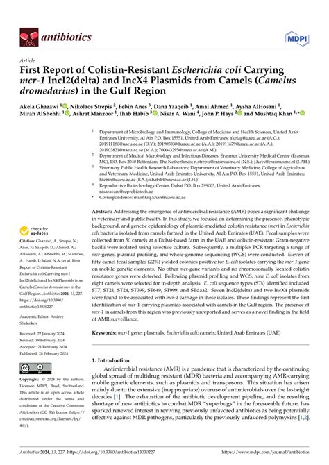 Pdf First Report Of Colistin Resistant Escherichia Coli Carrying Mcr 1 Inci2delta And Incx4