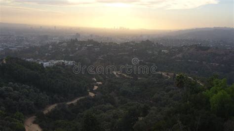 Sunset View From Griffith Observatory Over Los Angeles Stock Footage