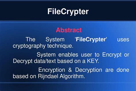 FileCrypter Developed By Under The Guidance Ms S Maheswari M C A Ppt Download