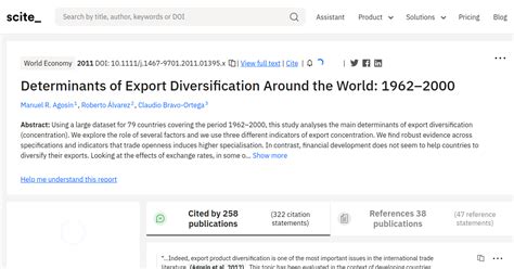 Determinants Of Export Diversification Around The World 1962 2000