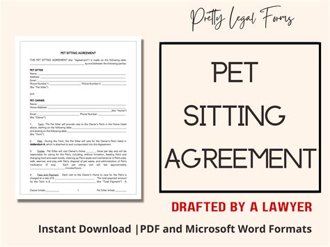Pet Sitter Contract Template Pet Sitting Agreement Legal Template