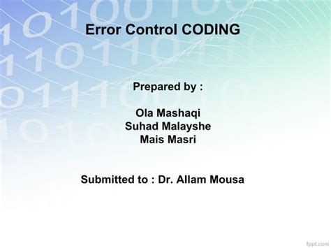 Error Correcting Codes Ppt