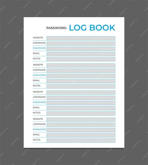 Premium Vector Password Tracker Journal Template And Password Log Book Template Design