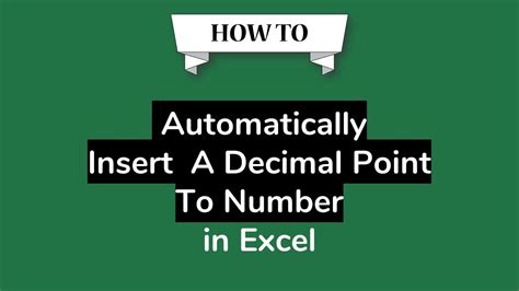 How To Automatically Insert A Decimal Point To Number In Excel In Urdu