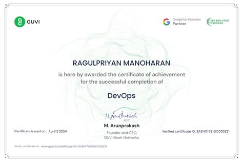 ragulpriyan manoharan on linkedin devops successfully completed