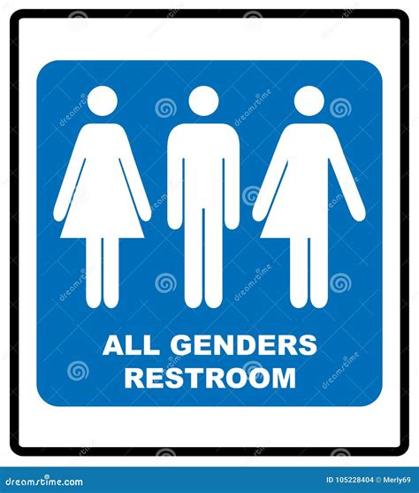 All Gender Restroom Sign Male Female Transgender Vector Illustration
