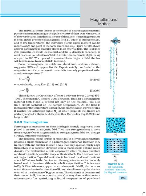 Ncert Book Class 12 Physics Chapter 5 Magnetism And Matter Pdf Aglasem