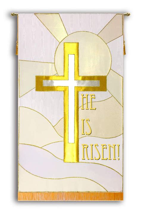 He Is Risen With Cross Sunrise Easter Banner Christian Banners For