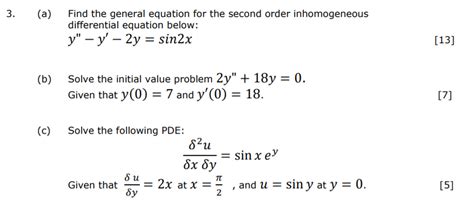 Solved 3 A Find The General Equation For The Second Order