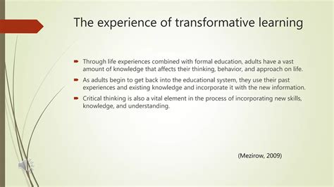 Transformative Learning Powerpoint 4 1 Pptx