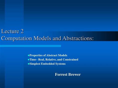 Ppt Lecture 2 Computation Models And Abstractions Powerpoint