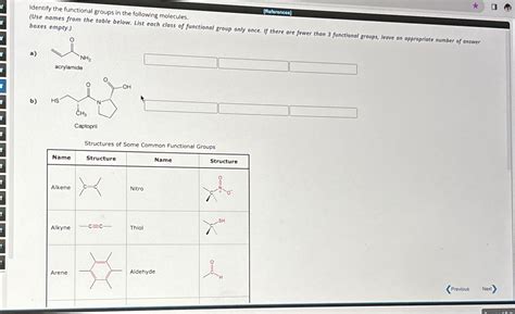 Solved Identify The Functional Groups In The Following Chegg Com